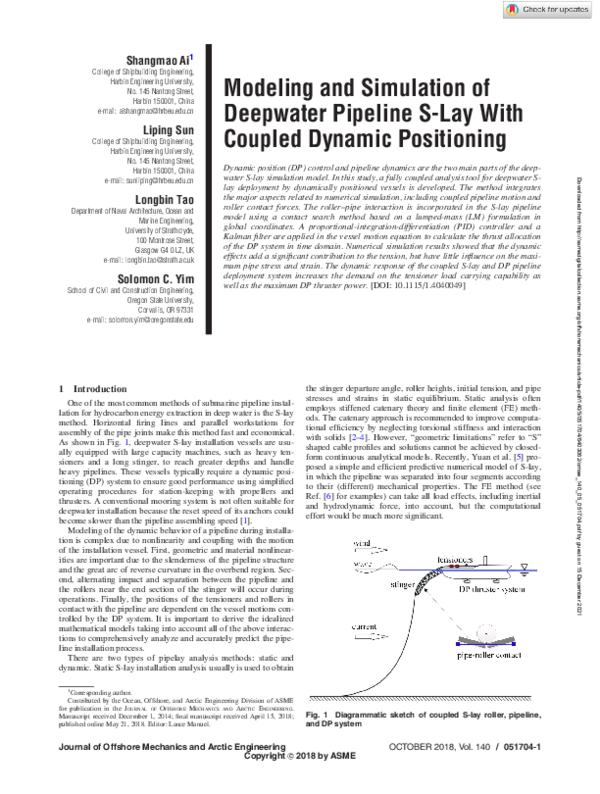 (PDF) Modeling and Simulation of Deepwater Pipeline S-Lay With Coupled ...
