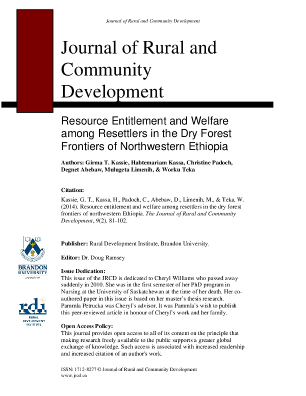 (PDF) Journal of Rural and Community Development Journal of Rural and ...