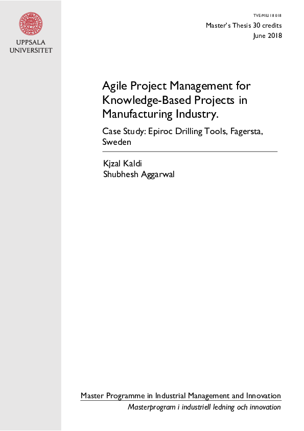 (PDF) Agile Project Management for Knowledge-Based Projects in Manufacturing Industry : Case ...