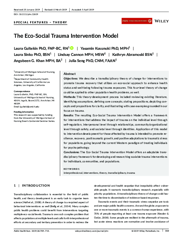 (PDF) The Eco‐Social Trauma Intervention Model
