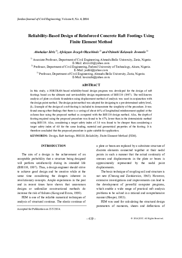 (PDF) Reliability-Based Design of Reinforced Concrete Raft Footings Using Finite Element Method