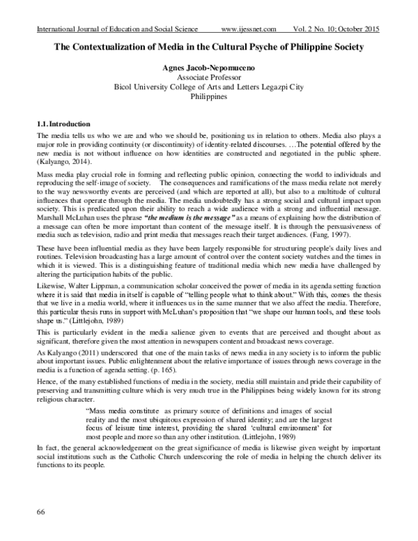 (PDF) The Contextualization of Media in the Cultural Psyche of ...