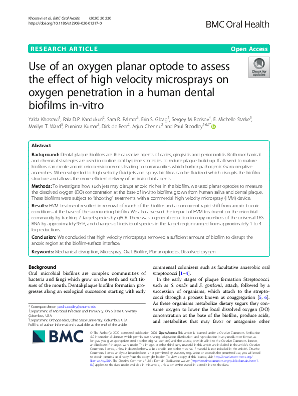 (PDF) Use of an Oxygen Planar Optode to Assess the Effect of High ...