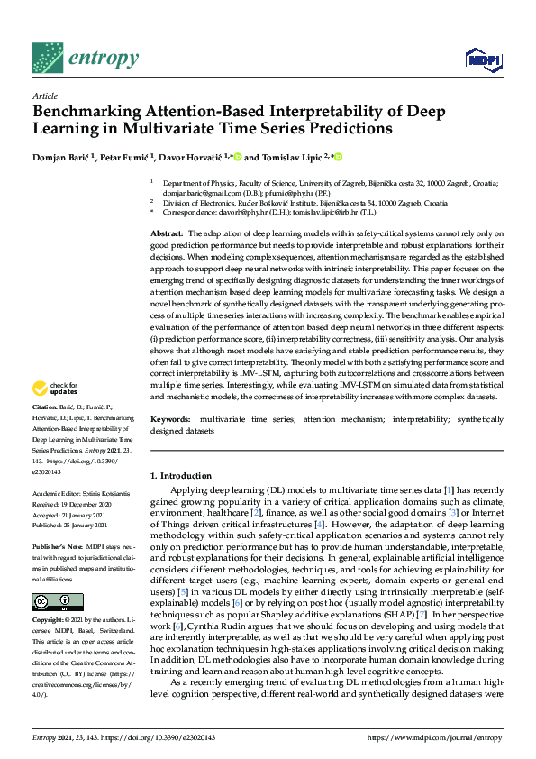 Pdf Benchmarking Attention Based Interpretability Of Deep Learning In Multivariate Time Series