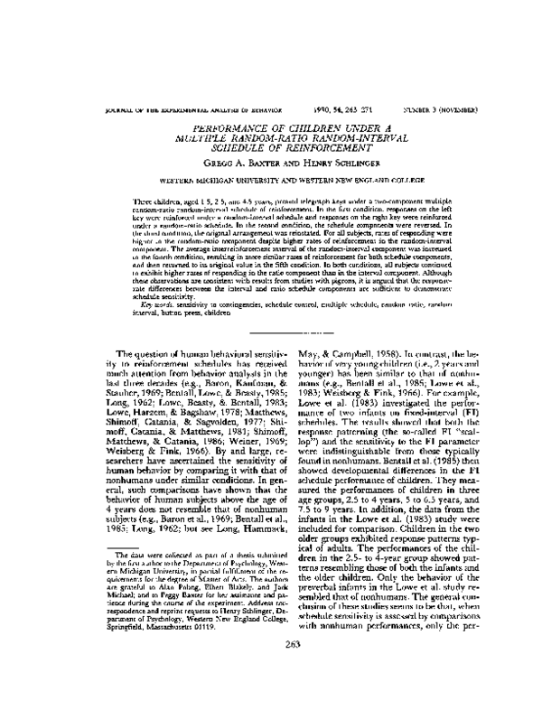 (PDF) Journal of the Experimental Analysis of Behavior Performance of ...