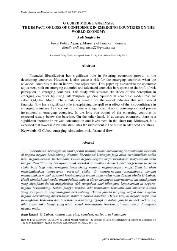 (PDF) G Cubed Model Analysis: The Impact of Loss of Confidence In ...