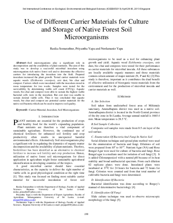 (PDF) Use of Different Carrier Materials for Culture and Storage of ...
