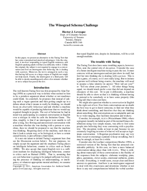 (PDF) The Winograd Schema Challenge