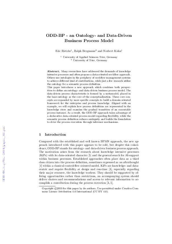 (PDF) ODD-BP - an Ontology- and Data-Driven Business Process Model