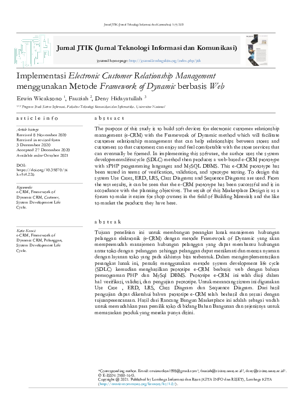 (PDF) Implementasi Electronic Customer Relationship Management ...