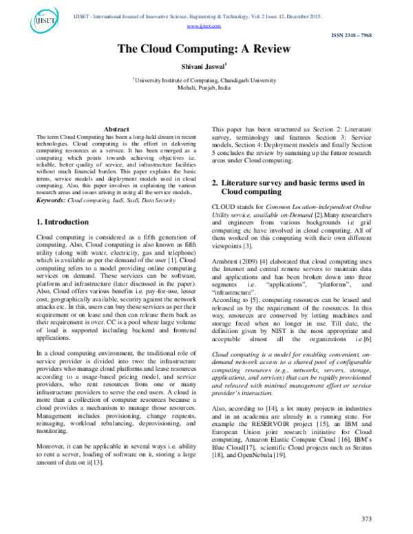 (PDF) Cloud Computing: A Review
