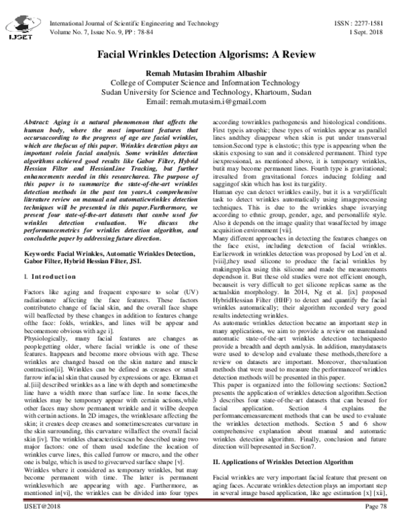 (PDF) Facial Wrinkles Detection Algorisms: A Review