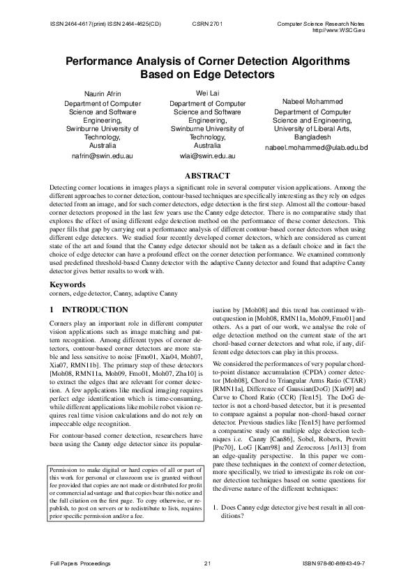 Pdf Performance Analysis Of Corner Detection Algorithms Based On Edge