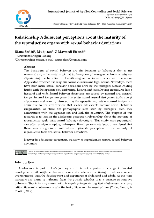 (PDF) Relationship Adolescent perceptions about the maturity of the ...
