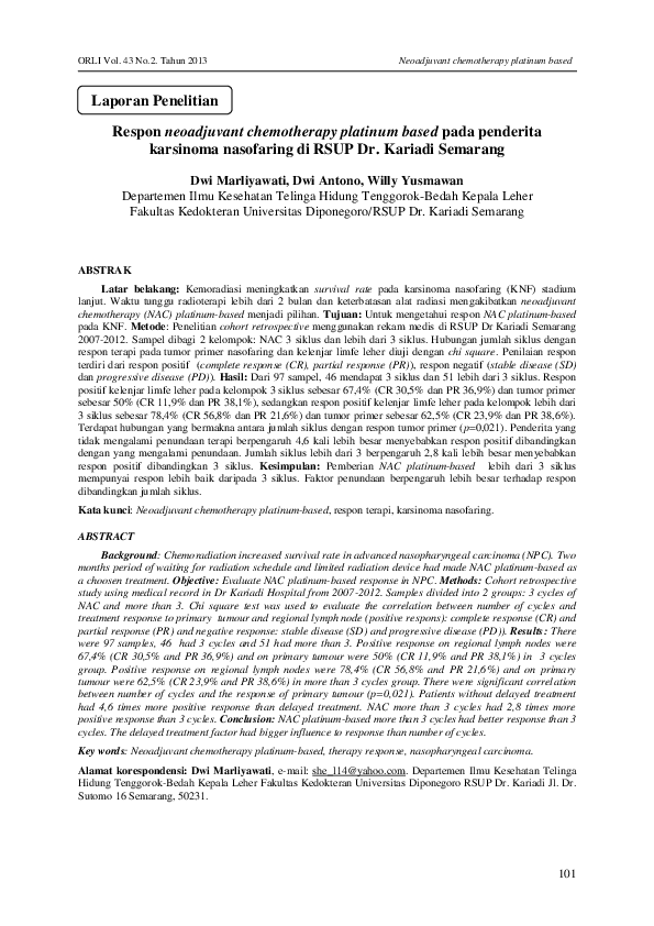 (PDF) Respon neoadjuvant chemotherapy platinum based pada penderita ...