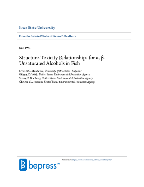 (PDF) Structure-Toxicity Relationships for Î±, Î²-Unsaturated Alcohols ...