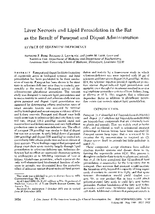 (PDF) Liver Necrosis and Lipid Peroxidation In the Rat As the Result of ...