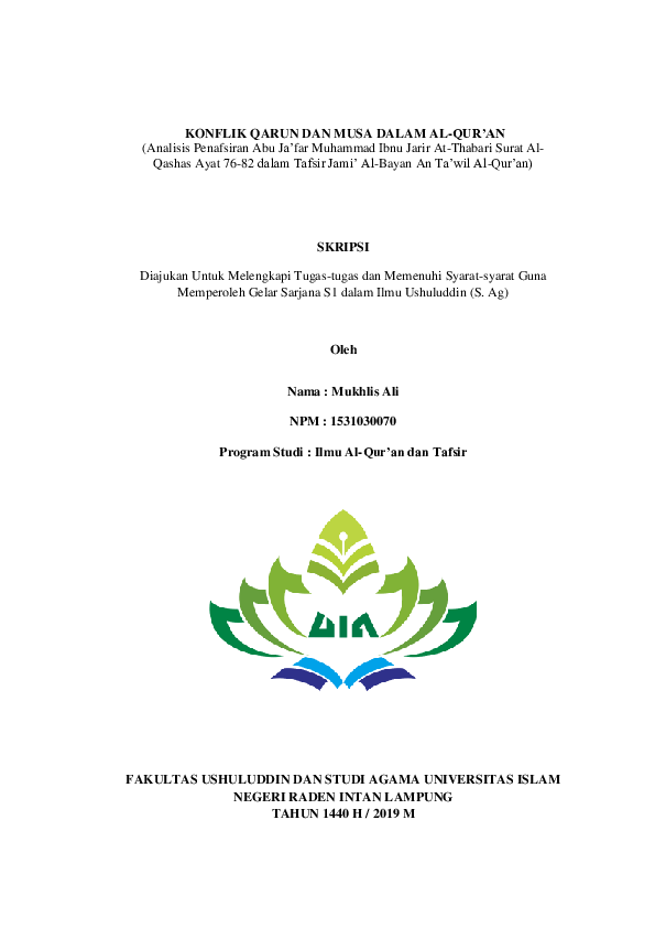 (PDF) KONFLIK QARUN DAN MUSA DALAM AL-QUR’AN(Analisis Penafsiran Abu Ja ...