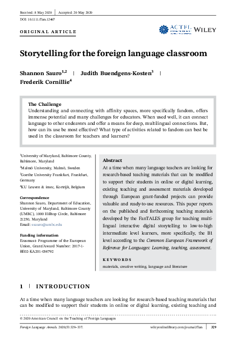 (PDF) Storytelling for the foreign language classroom
