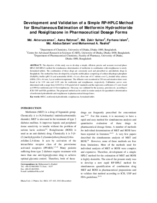 (PDF) Development and Validation of a Simple RP-HPLC Method for Simultaneous Estimation of ...
