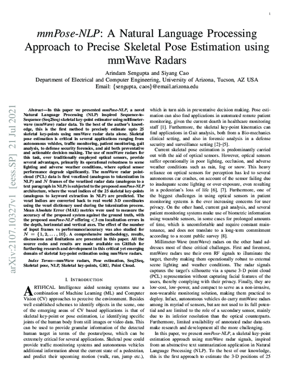 Pdf Mmpose Nlp Radar Based Skeletal Pose Estimation