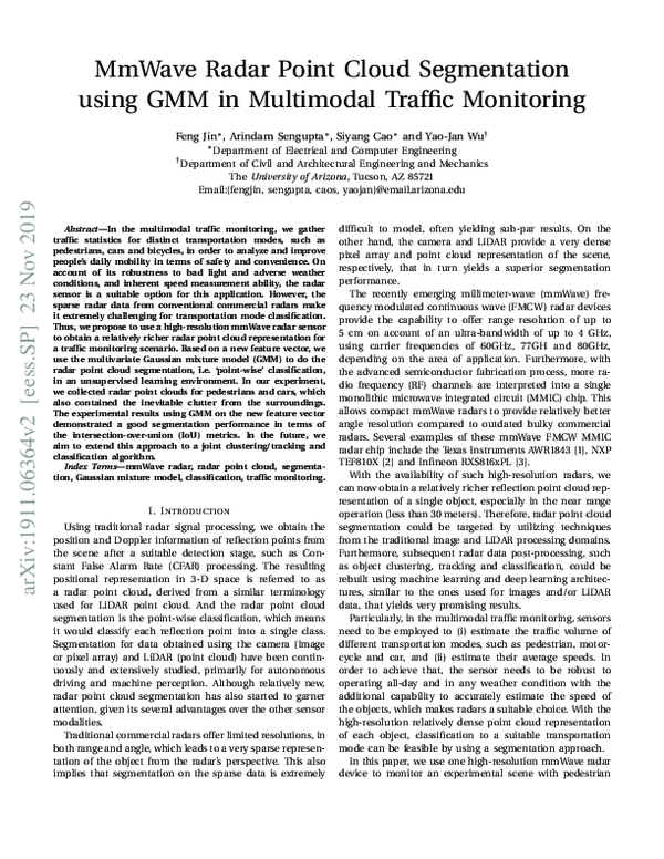 Pdf Mmwave Radar Point Cloud Segmentation Using Gmm In Multimodal