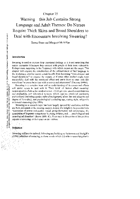 (PDF) Warning- this job contains strong language and adult themes: Do ...