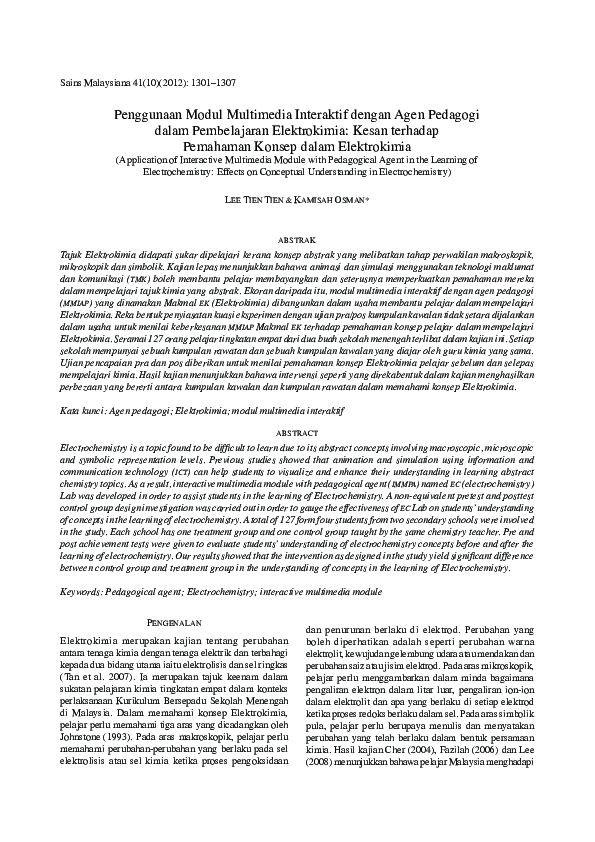 (PDF) Penggunaan modul multimedia interaktif dengan agen pedagogi dalam pembelajaran ...