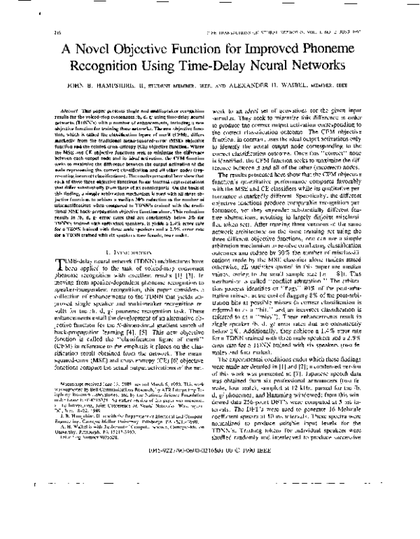 (PDF) A novel objective function for improved phoneme recognition using ...