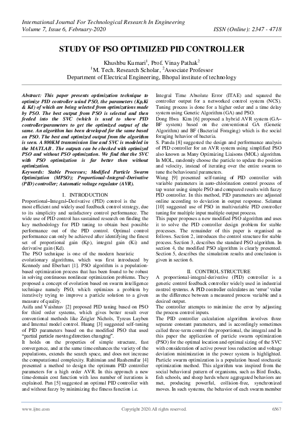 (PDF) Study of Pso Optimized Pid Controller