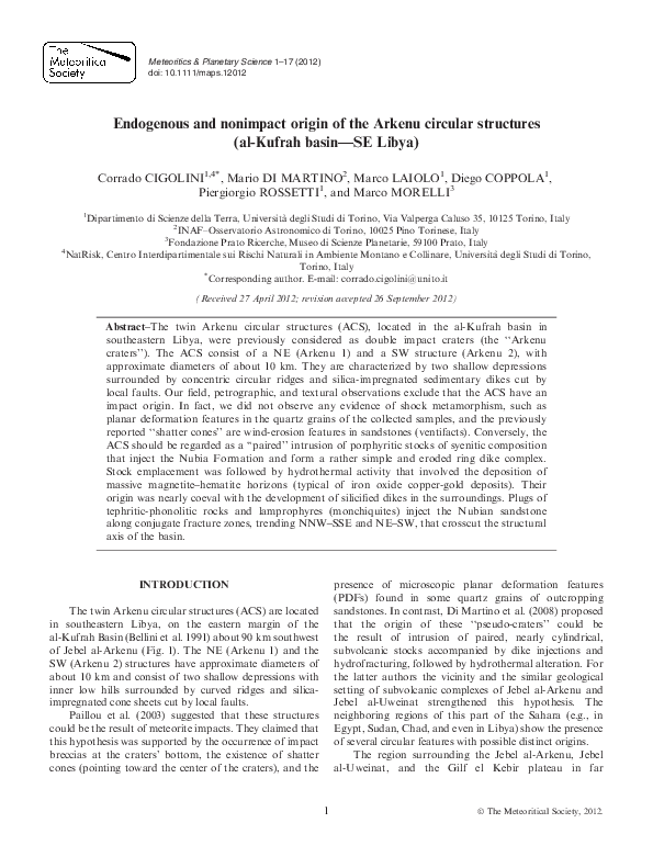 (PDF) Endogenous and nonimpact origin of the Arkenu circular structures ...