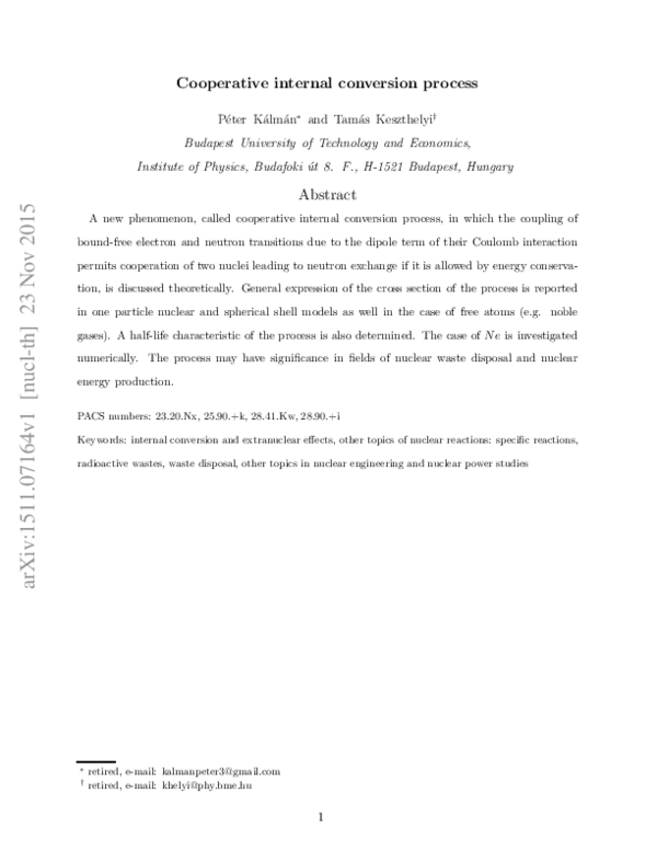 (PDF) Cooperative internal conversion process