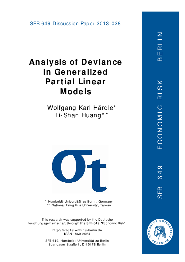 Pdf Analysis Of Deviance In Generalized Partial Linear Models Sfb 6 4