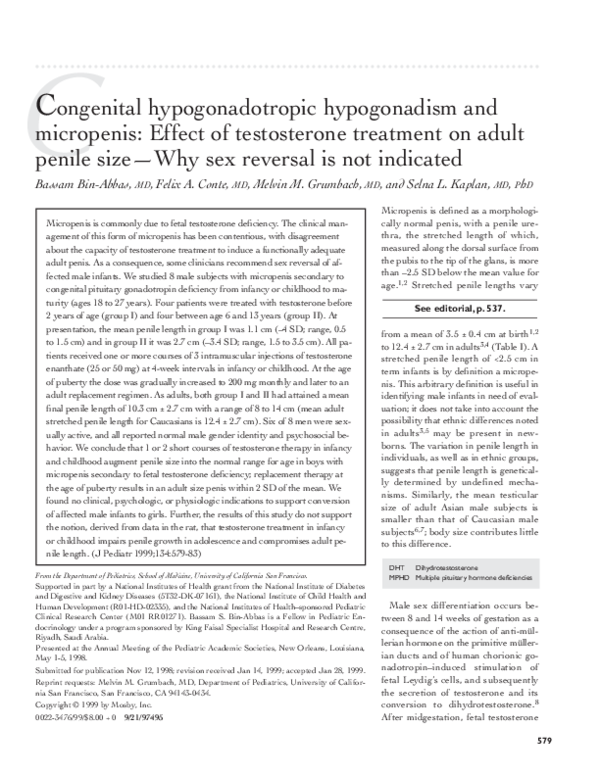 (PDF) Congenital hypogonadotropic hypogonadism and micropenis: Effect ...