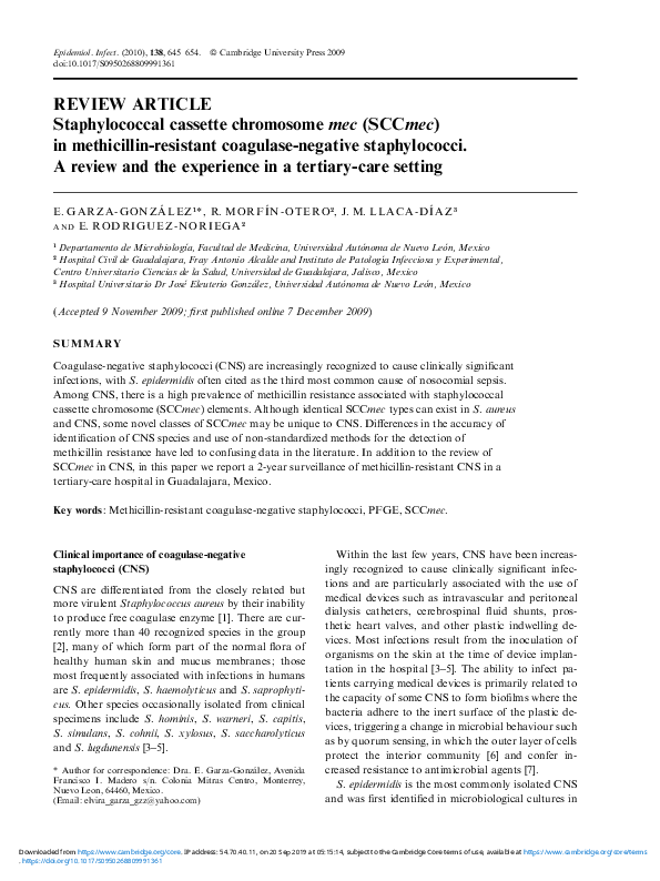 (PDF) Staphylococcal cassette chromosome MEC (SCCMEC) typing of ...