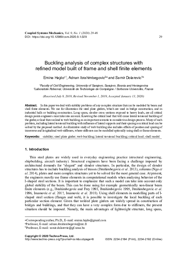 (PDF) Buckling analysis of complex structures with refined model built ...