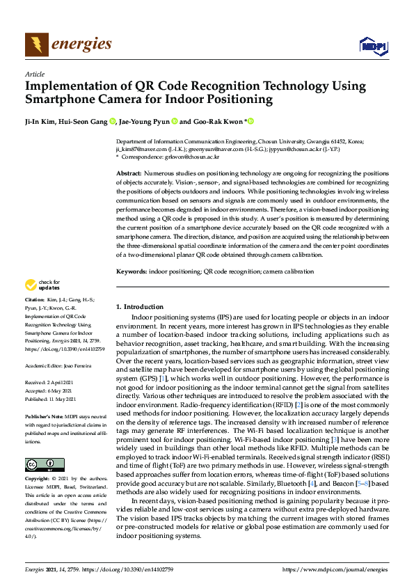 (PDF) Implementation of QR Code Recognition Technology Using Smartphone ...