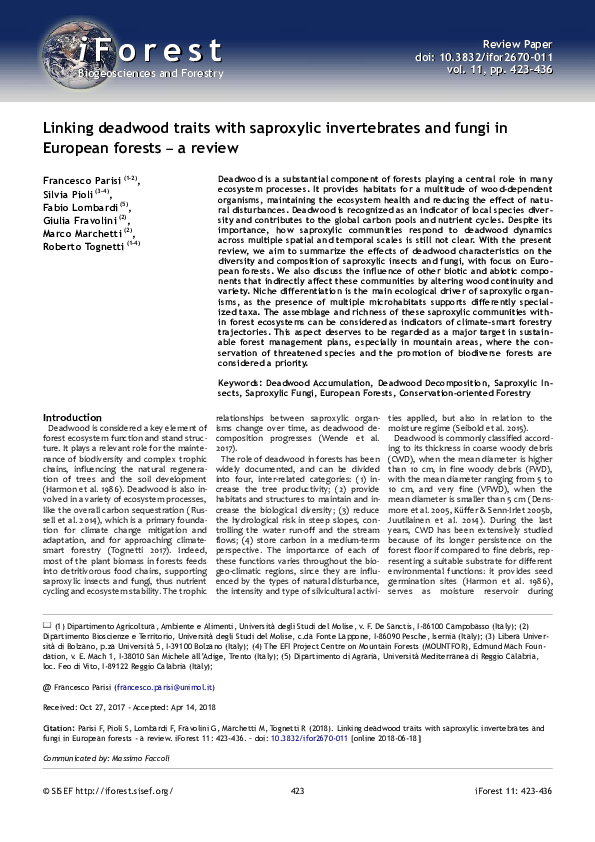 (PDF) Linking deadwood traits with saproxylic invertebrates and fungi ...