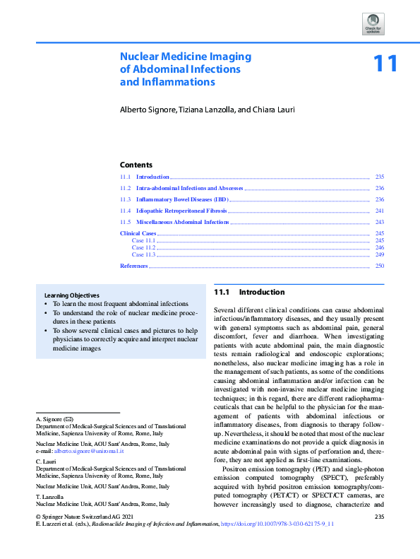 (PDF) Nuclear Medicine Imaging of Abdominal Infections and Inflammation