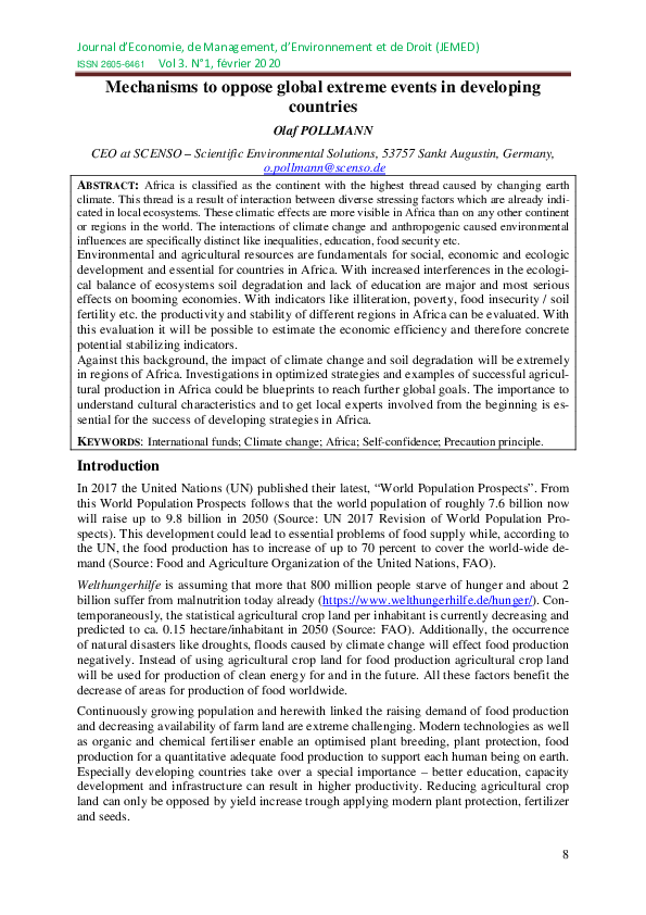 (PDF) Mechanisms to oppose global extreme events in developing countries