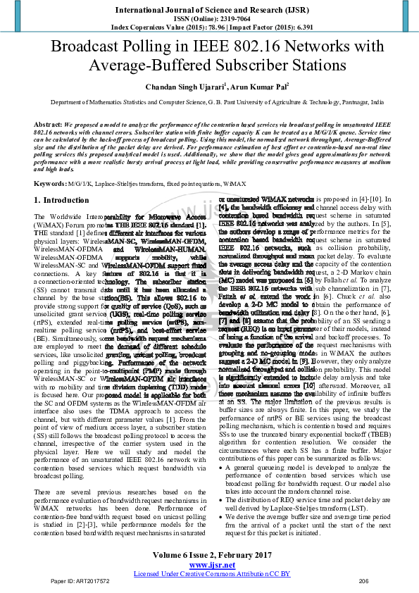 (PDF) Broadcast Polling in IEEE 802 . 16 Networks with Average-Buffered Subscriber Stations