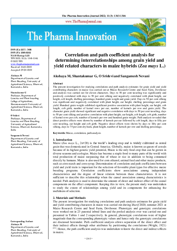 (PDF) Correlation and path coefficient analysis for determining interrelationships among grain ...