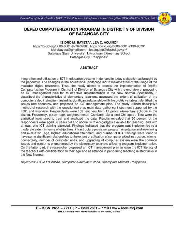 (PDF) Deped Computerization Program in District 9 of Division of ...