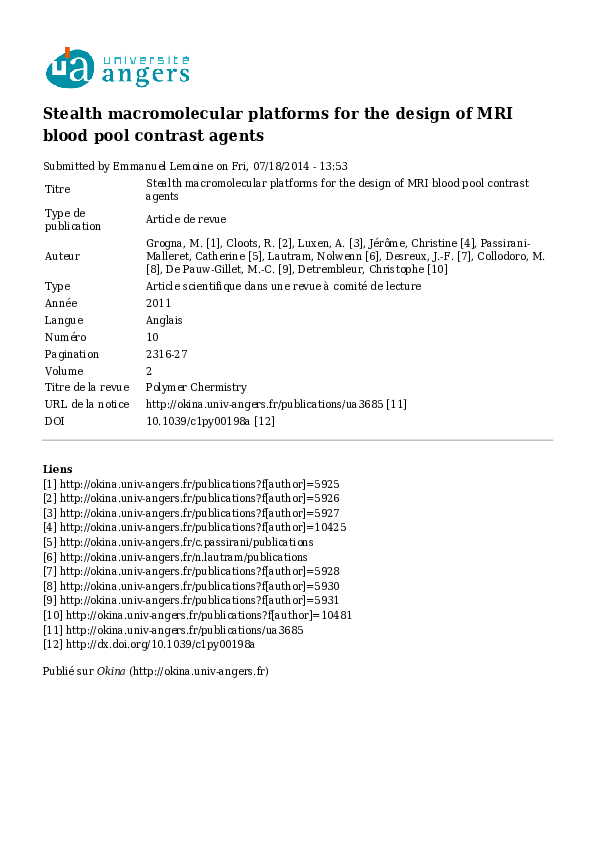 (PDF) Stealth macromolecular platforms for the design of MRI blood pool ...