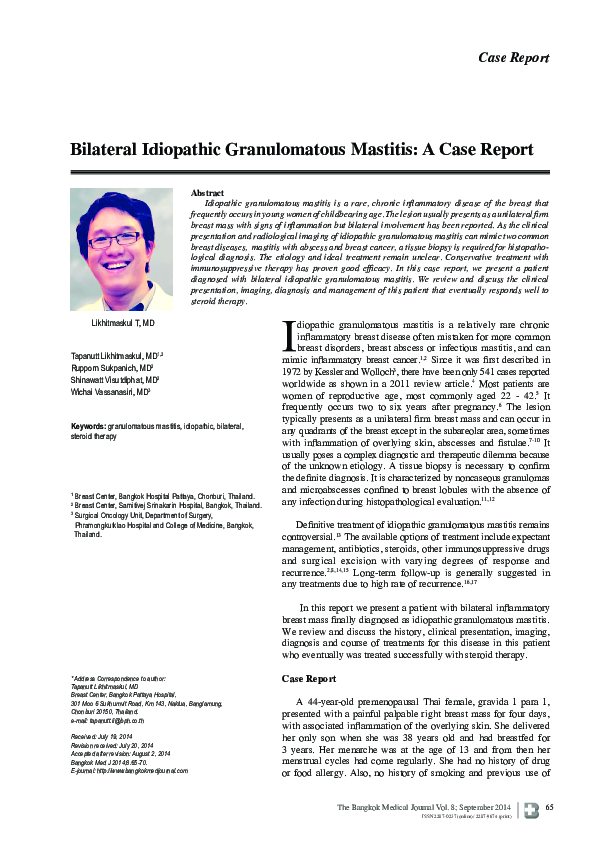 (PDF) Bilateral Idiopathic Granulomatous Mastitis: A Case Report