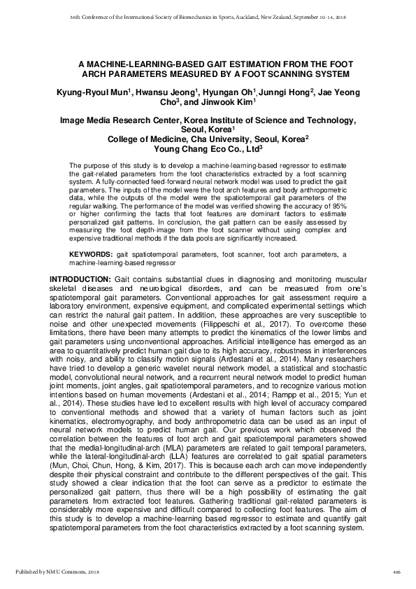 Pdf A Machine Learning Based Gait Estimation From The Foot Arch Parameters Measured By A Foot