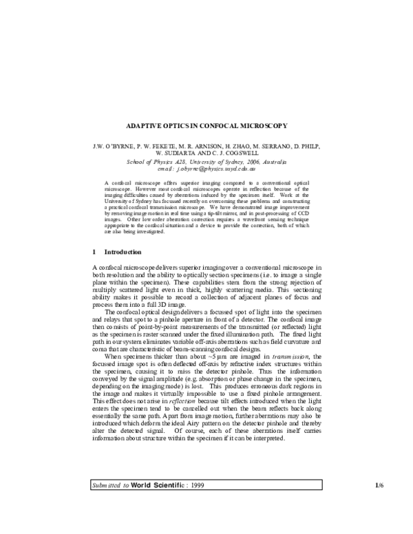 (PDF) Adaptive Optics in Confocal Microscopy