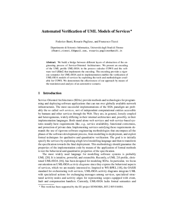 Pdf Automated Verification Of Uml Models Of Services Rosario