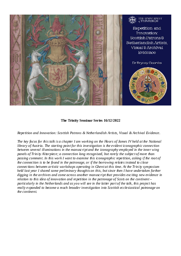 (PDF) Repetition and Innovation: Scottish Patrons & Netherlandish ...