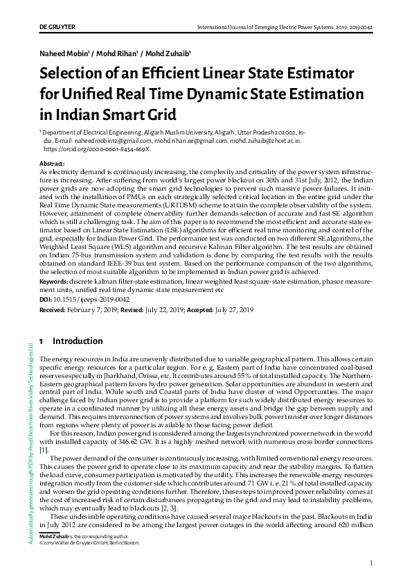 Pdf Selection Of An Efficient Linear State Estimator For Unified Real